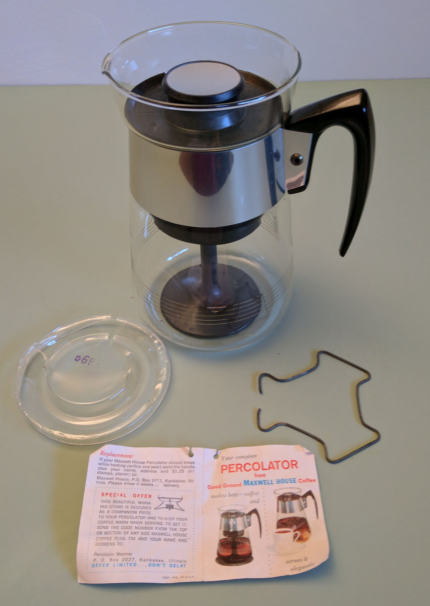 Corning Heat Proof Glass* 6 Cup Stove To Percolator - Maxwell House pr ...